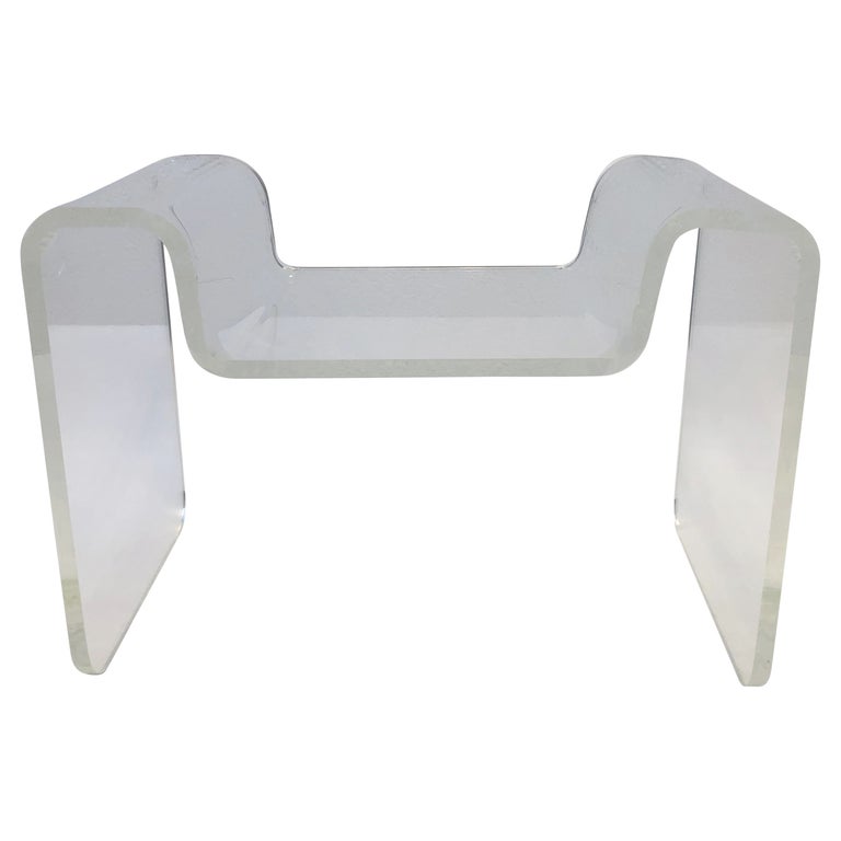 Sculptural Molded Clear Acrylic Bench by Karl Springer at 1stDibs