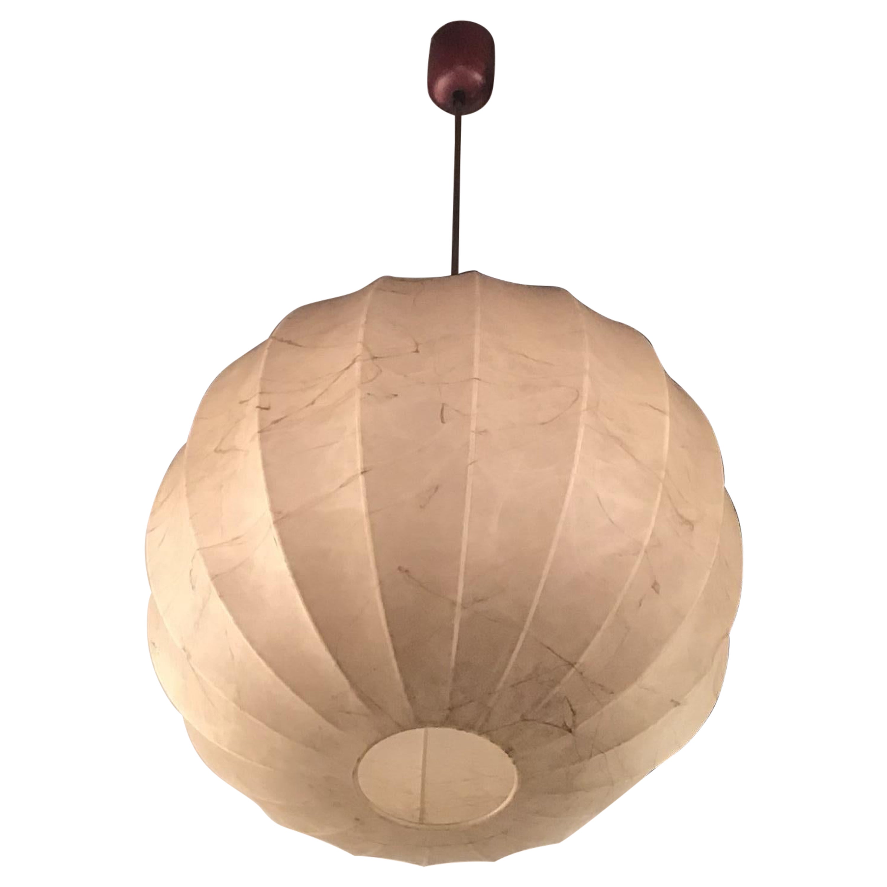 Castiglioni Chandelier Cocoon Wood 1960 Italy at 1stDibs