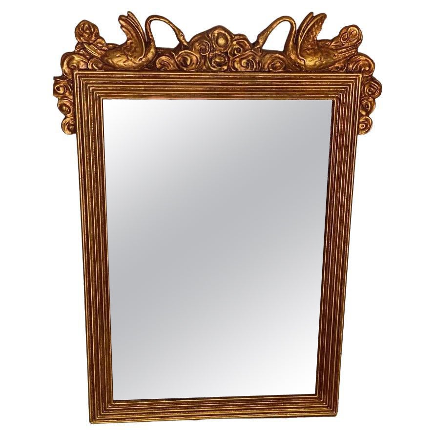 Antique Gold Leaf Gilded Swan Mirror For Sale at 1stDibs