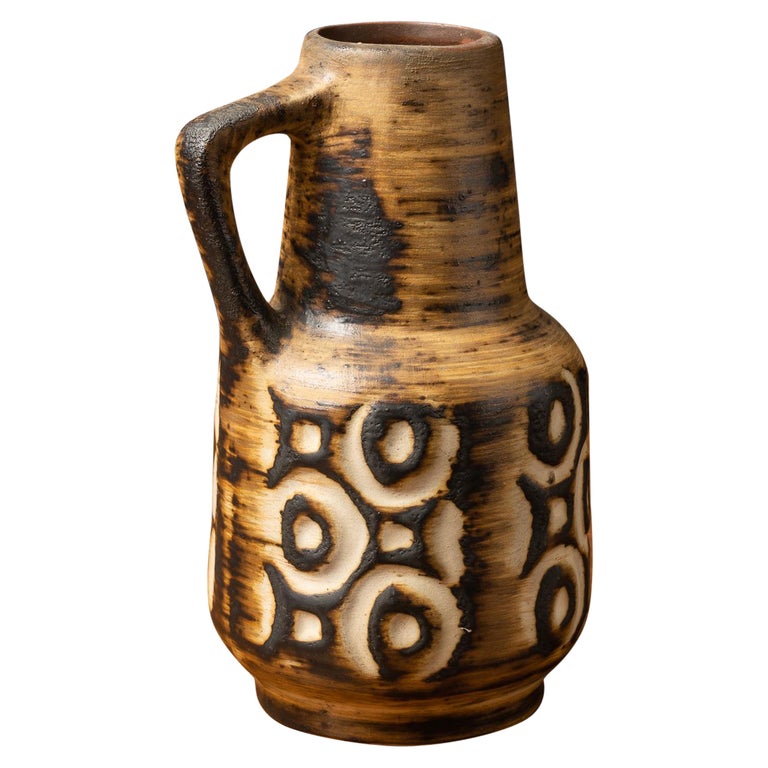 German Ceramics Vase with Darker Relief Pattern For Sale at 1stDibs