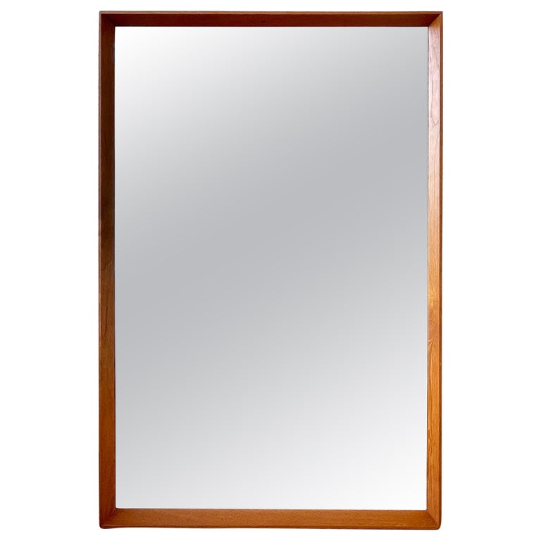 Danish Modern Solid Teak Frame Large Mirror at 1stDibs
