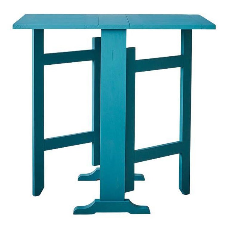 Contemporary Drop Leaf Table in Petrol Blue Painted Wood, Belgium at ...