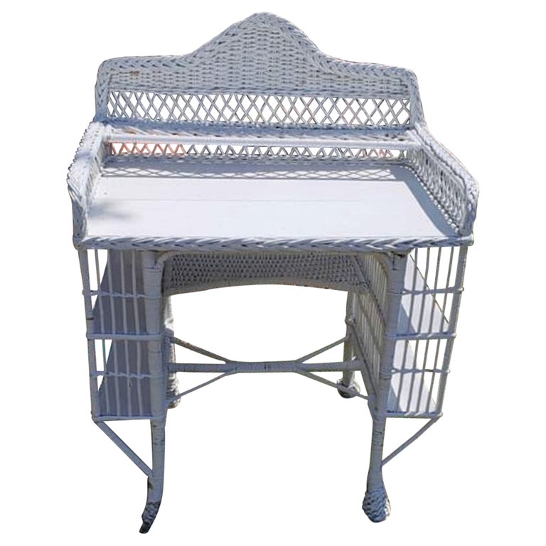 Wicker Desk Early 20th Century Wicker Vanity Table Antique at 1stDibs