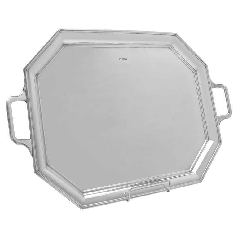 Octagonal Art Deco Period Sterling Silver Tray, Sheffield 1931, J and W ...
