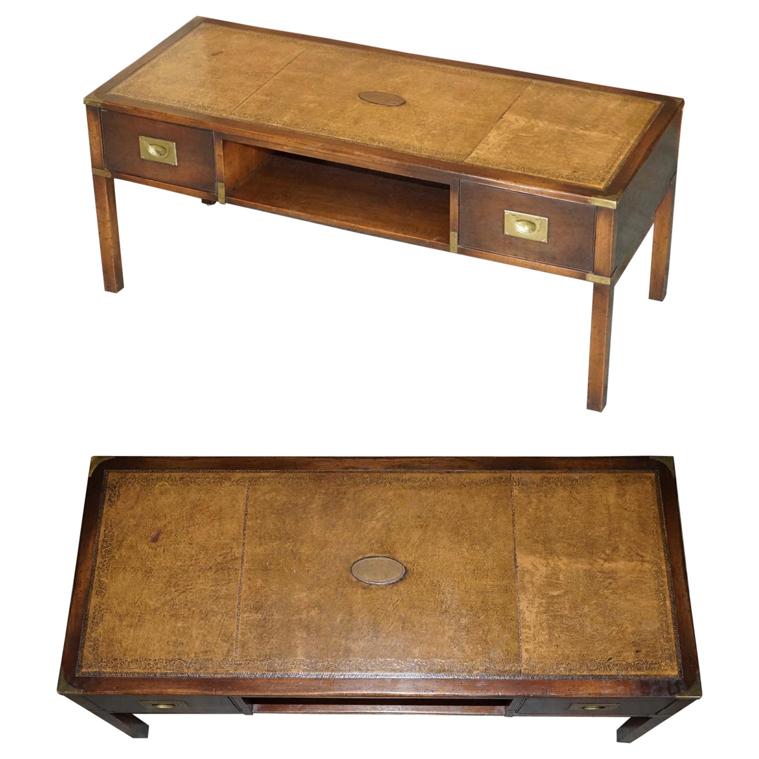 English Campaign Coffee Table, circa 1940 at 1stDibs