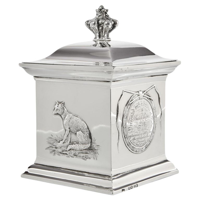 Victorian Silver Hunting Theme Box For Sale at 1stDibs