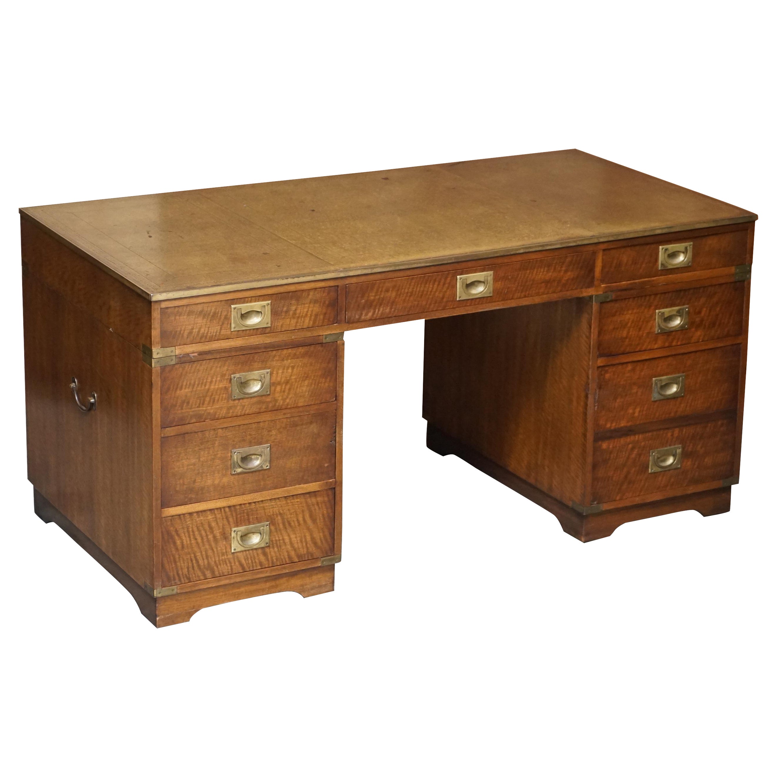Polished Black Lacquer Campaign Desk with Brass Hardware at 1stDibs