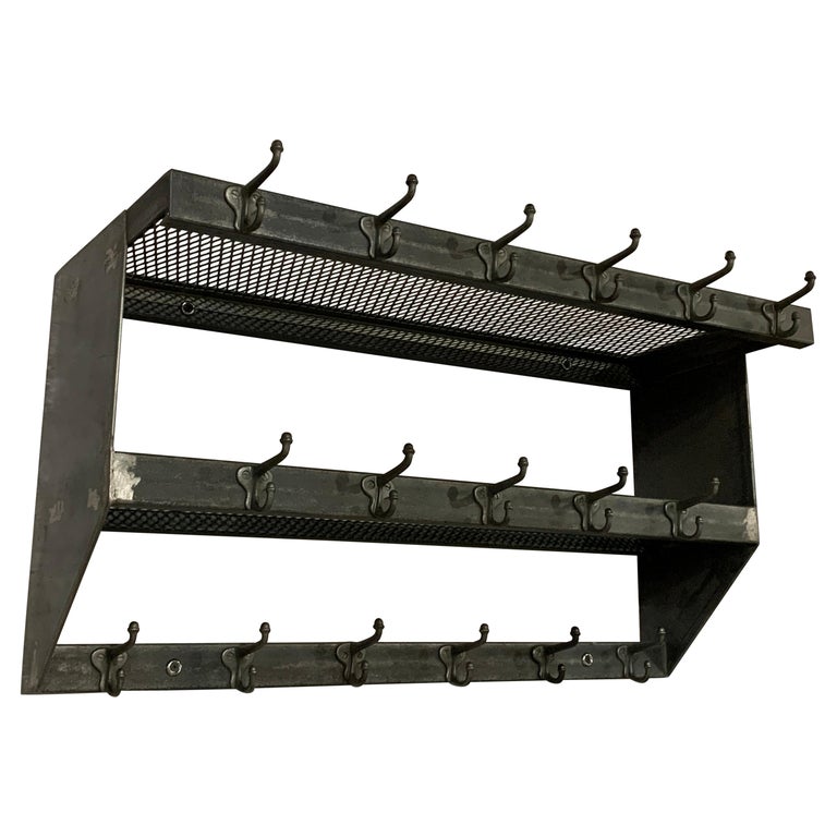 Industrial Brushed Steel Gymnasium Wall Mount Shelf Unit Coat Rack at ...