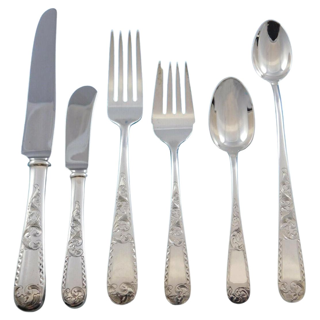 Stieff Sterling Silver 5-Piece Service for 8 Flatware with Serving ...