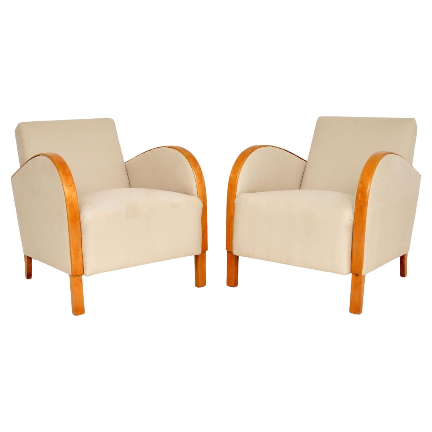 Art Deco Swedish Antique Pair of Armchairs Early 20th Century Honey ...