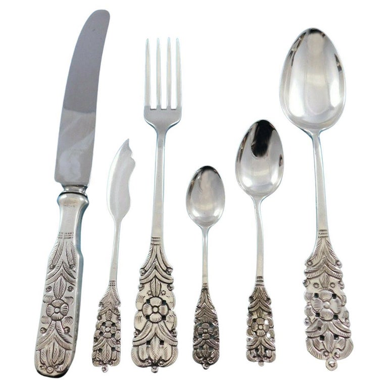 Aztec Rose Mexican Sterling Silver Flatware Set Service 36 Pieces ...