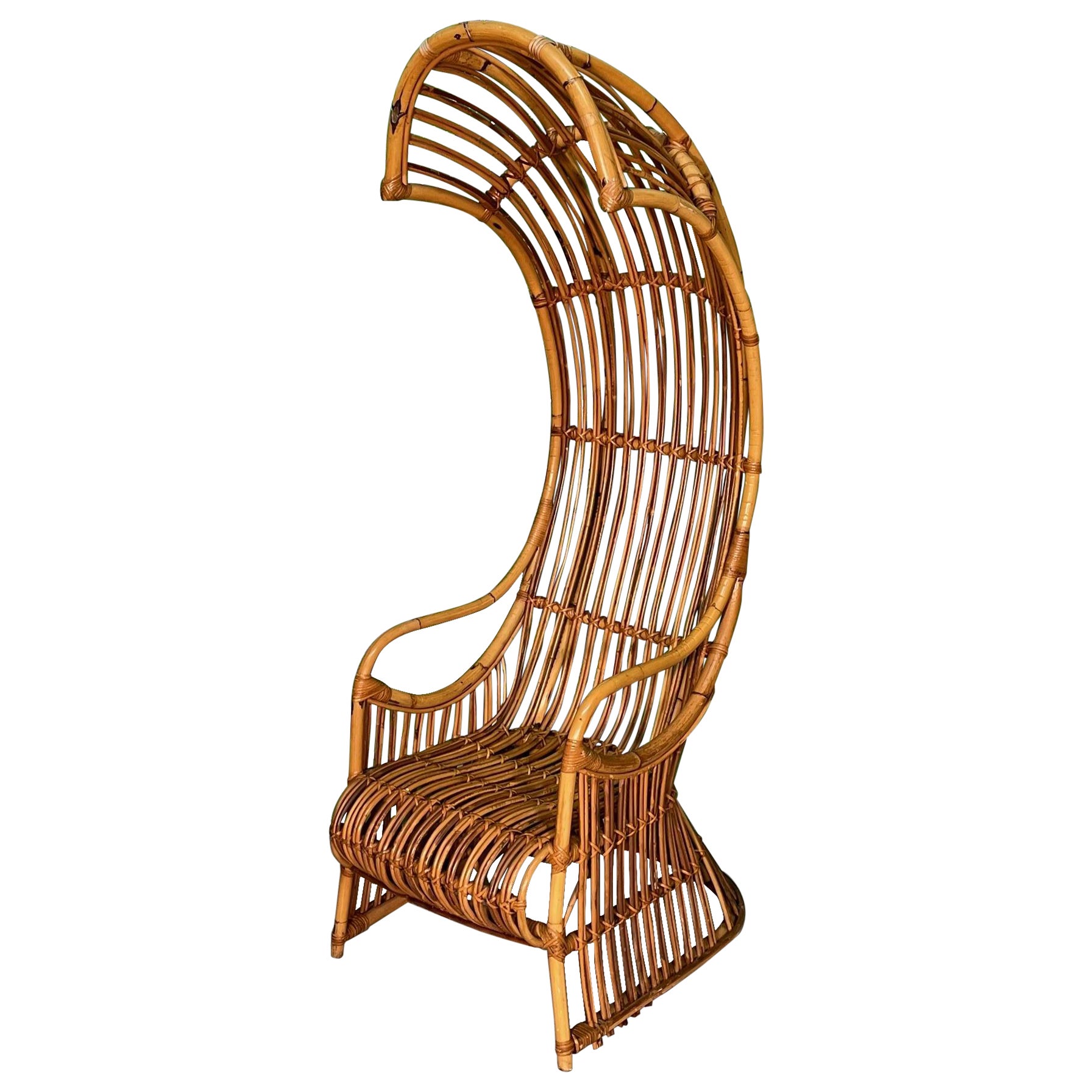 Rattan Bucket Chairs in the style of Franco Albini at 1stDibs