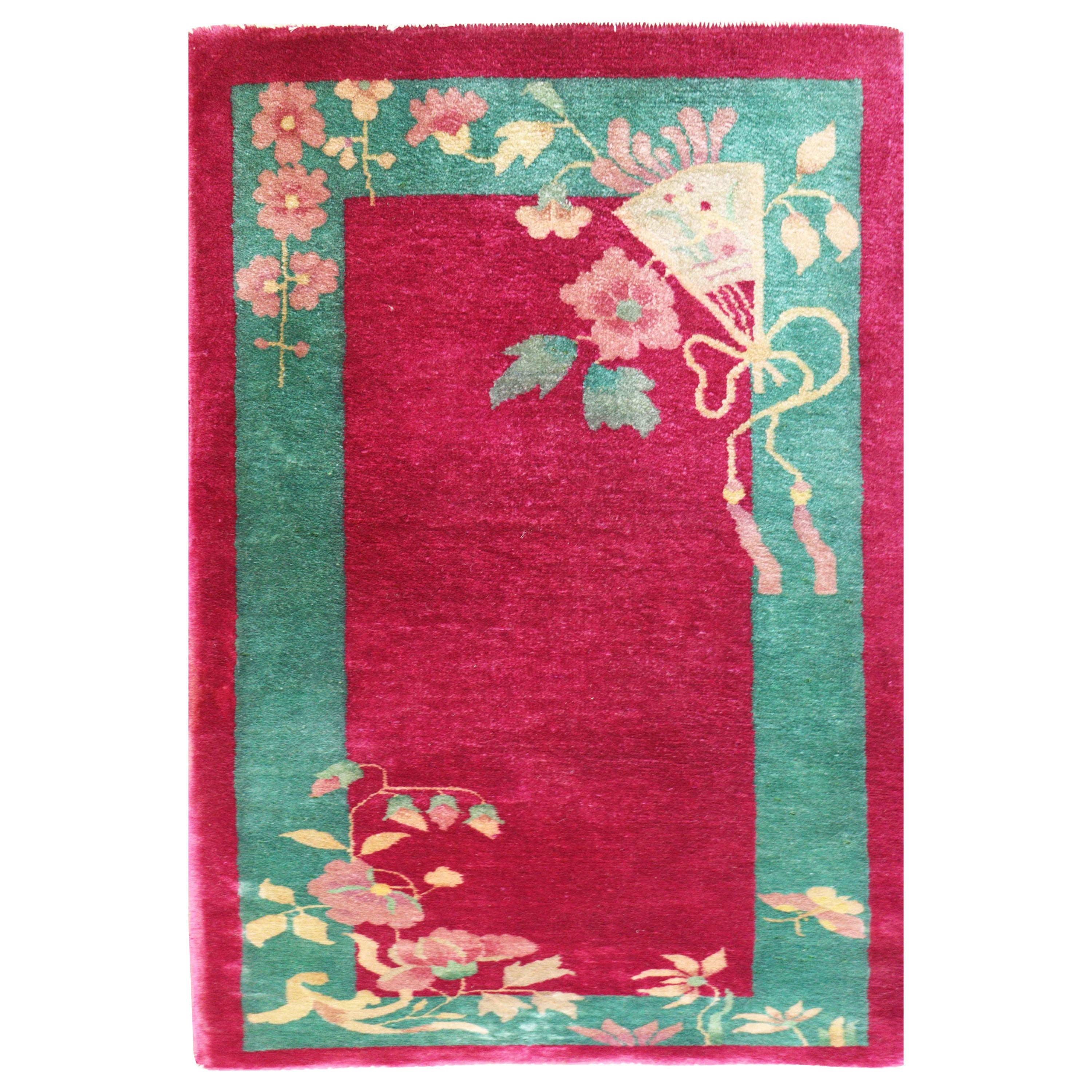 Antique Art Deco Chinese Oriental Rug, 2'11" x 4'10" c-1920's, The Lost ...