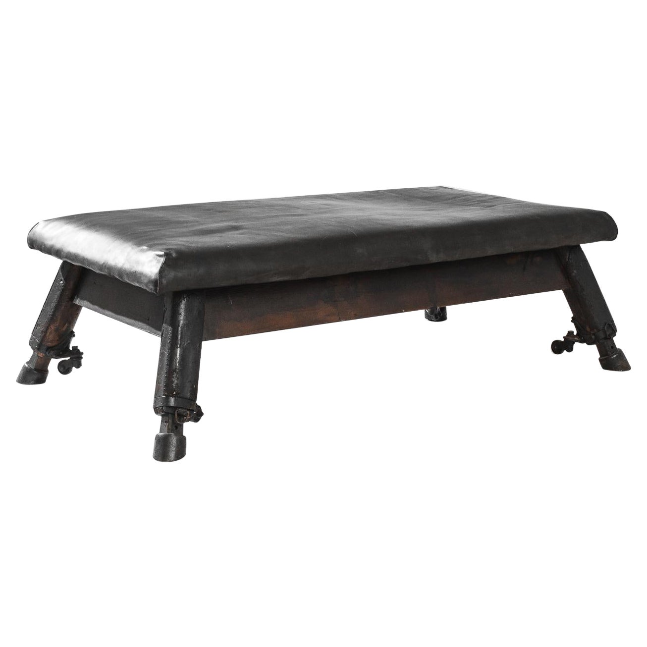 French Leather and Wood Gym Bench at 1stDibs