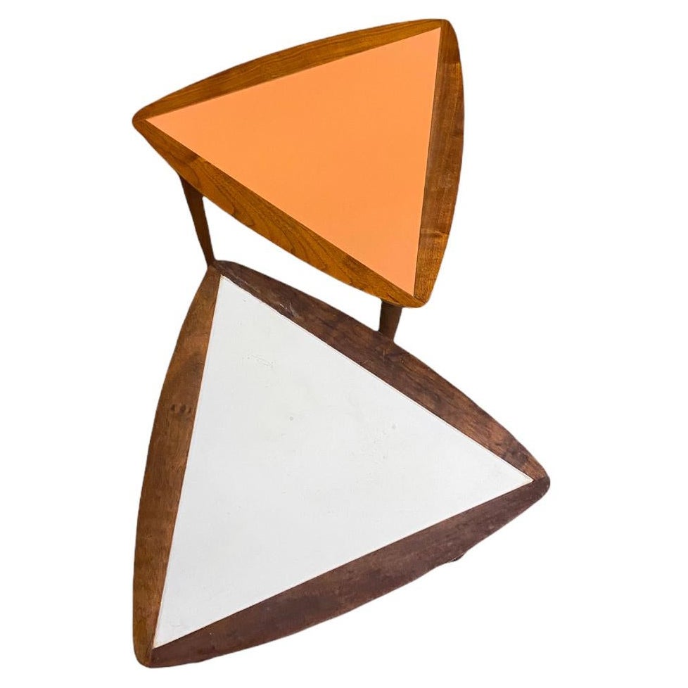 Arthur Umanoff Triangular Stacking Side Tables in Walnut For Sale at ...