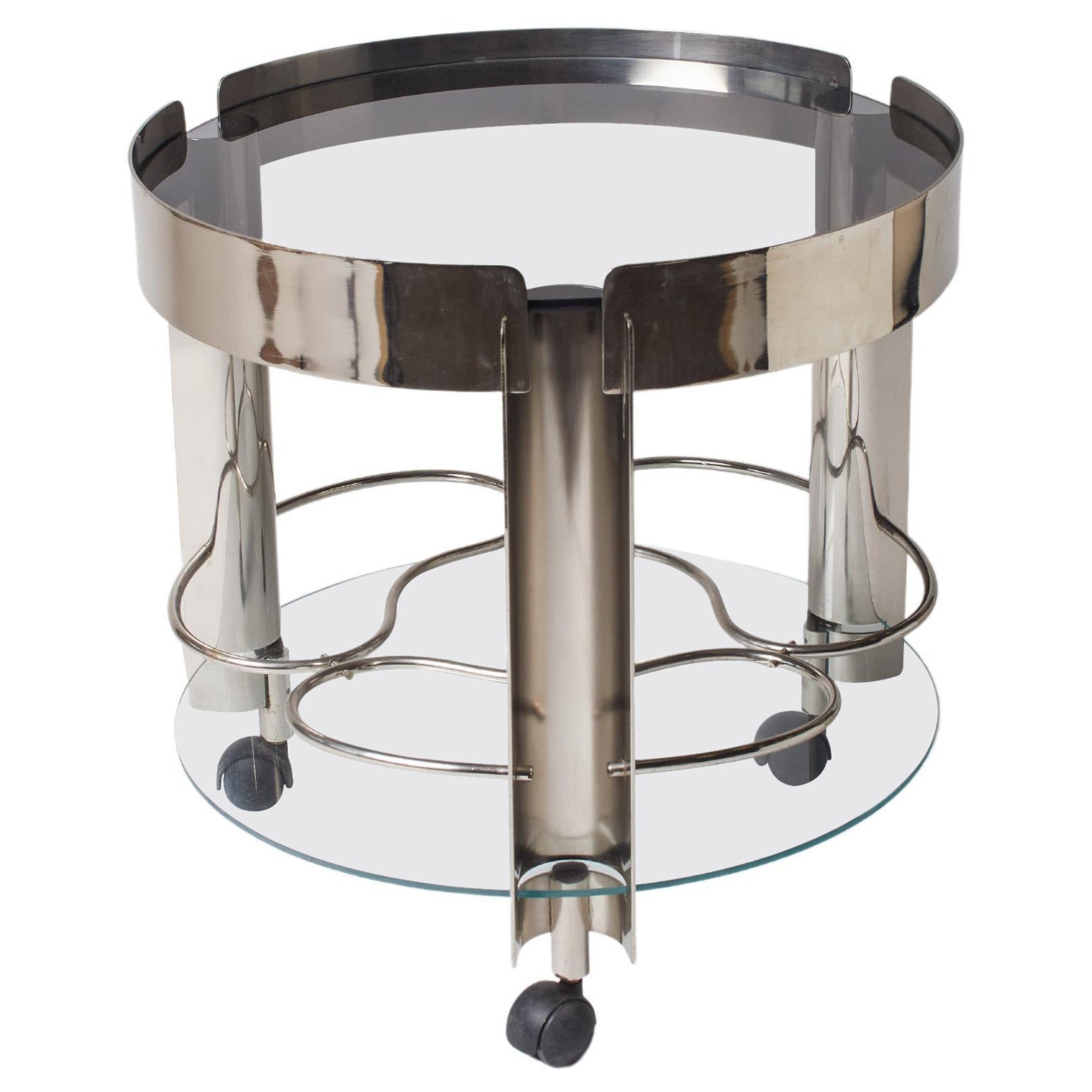 Design Institute of America Black Circular Revolving Bar Cart For Sale ...