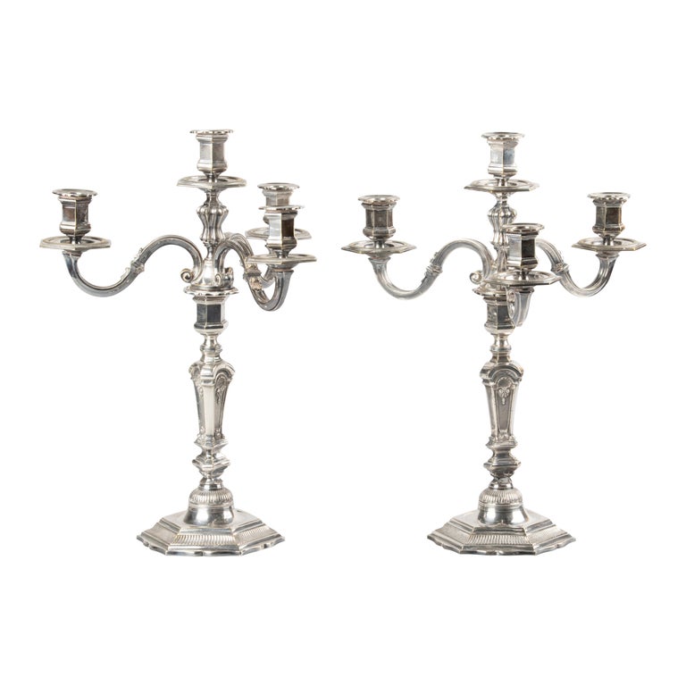 Early 20th Century French Regency-Style Silver Plated Candelabras at ...