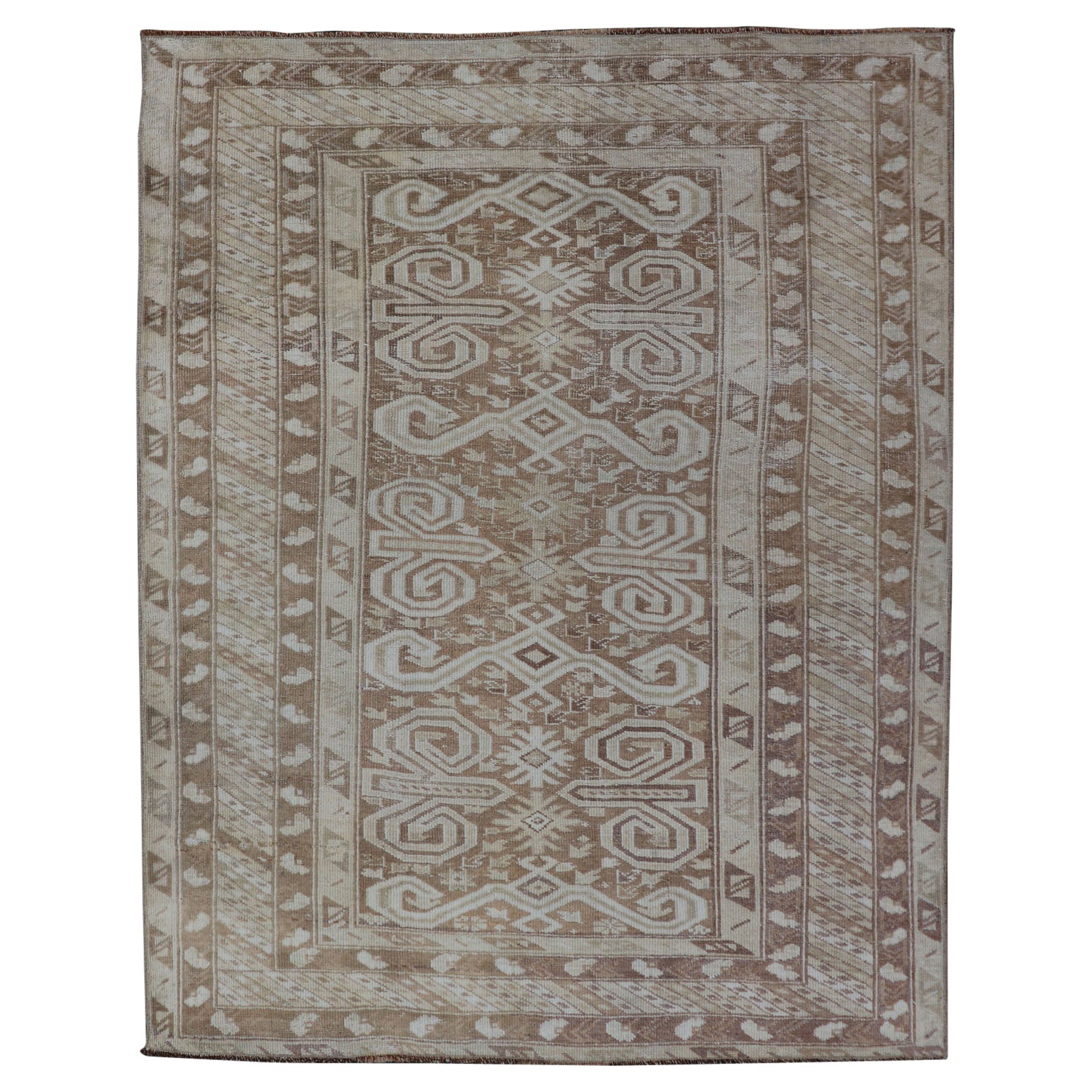 Rare Antique Caucasian Shirvan Rug in Yellow Background and Blue Border ...