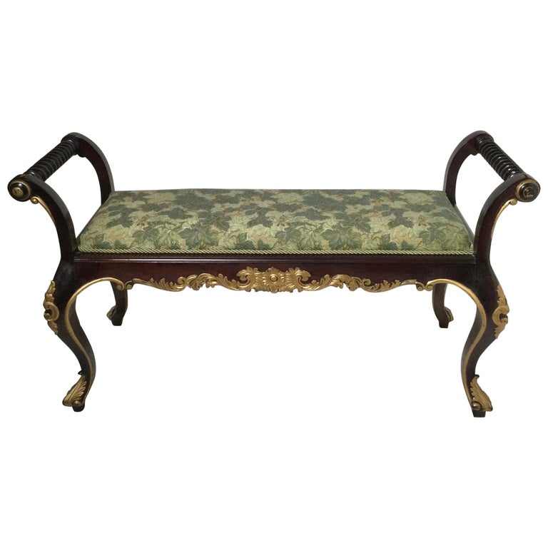 Ebonized and Gilt Carves Double Armed Bench For Sale at 1stDibs