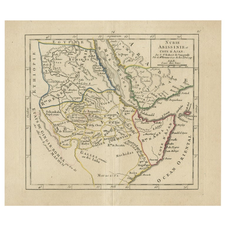Antique Map of Abyssinia, Sudan and the Red Sea, Arabia and Egypt South ...