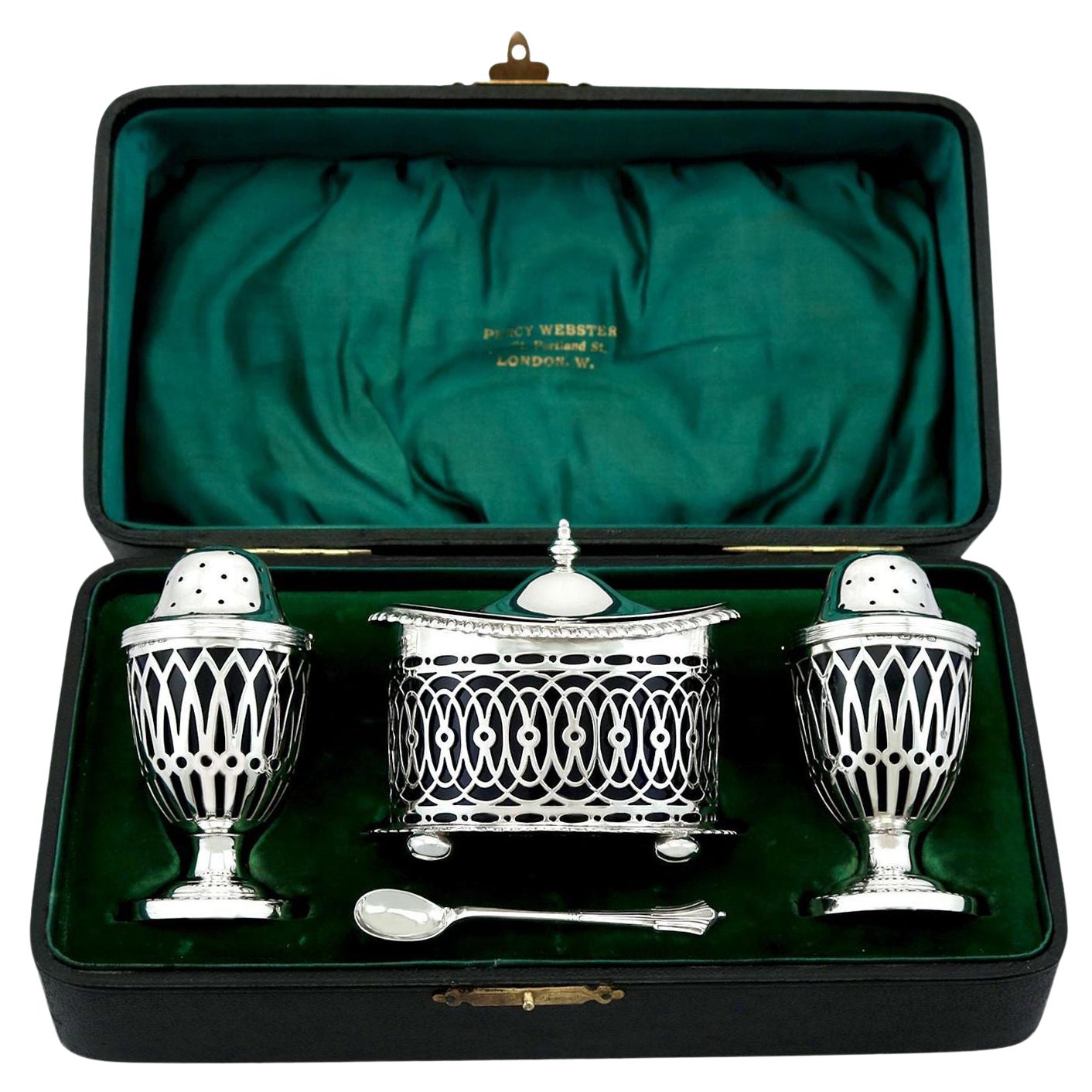 Antique Condiment Serving Set, English, Silver Plate, Table, Ashbury ...