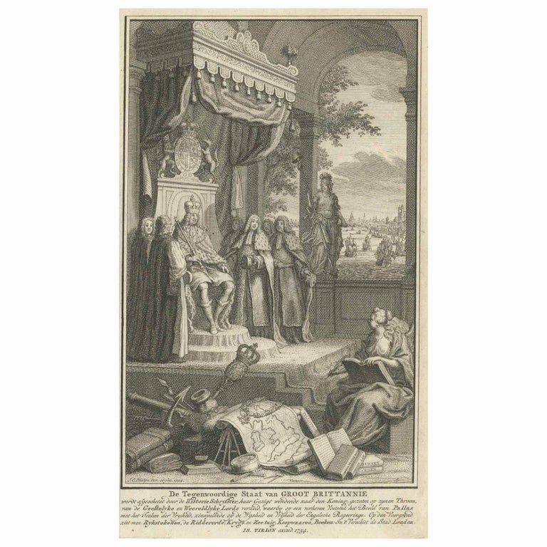 Antique Frontispiece of Volume about Great-Britain, 1754 For Sale at ...