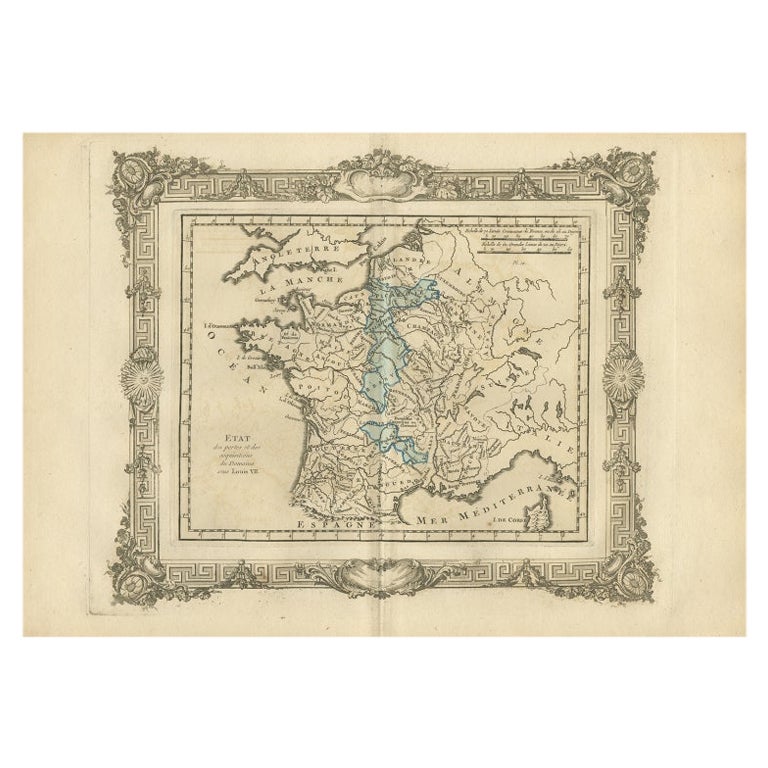 Antique Map of France under the reign of Louis VII by Zannoni, 1765 at ...