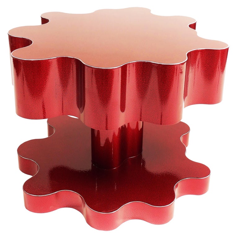 Table d'appoint rouge abstraite de forme libre en aluminium du studio ...