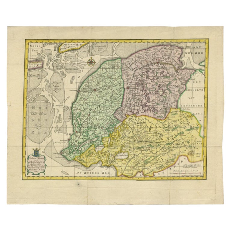 Antique Map of Friesland by Van Krevelt, 1787 For Sale at 1stDibs