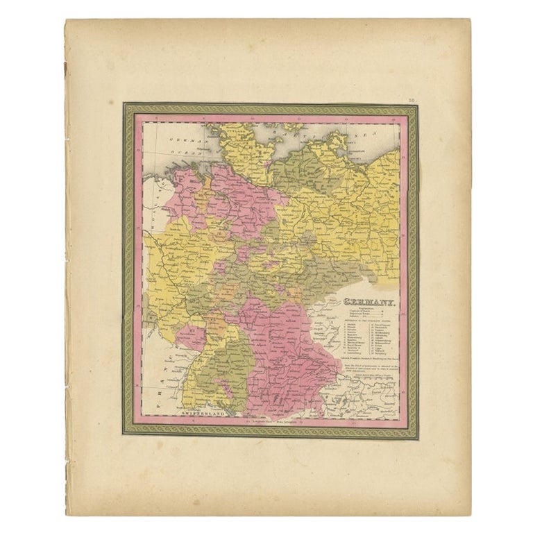 Antique Map of Germany from an American 19th Century Atlas, 1846 For ...