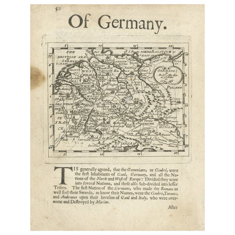 Rare Antique Map of Germany with English Text, c.1690 For Sale at 1stDibs
