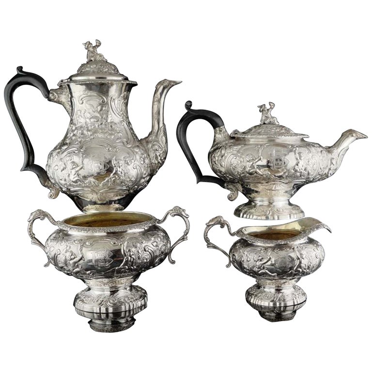 Antique Georgian Silver Tea Service Set of Four Pieces For Sale at 1stDibs