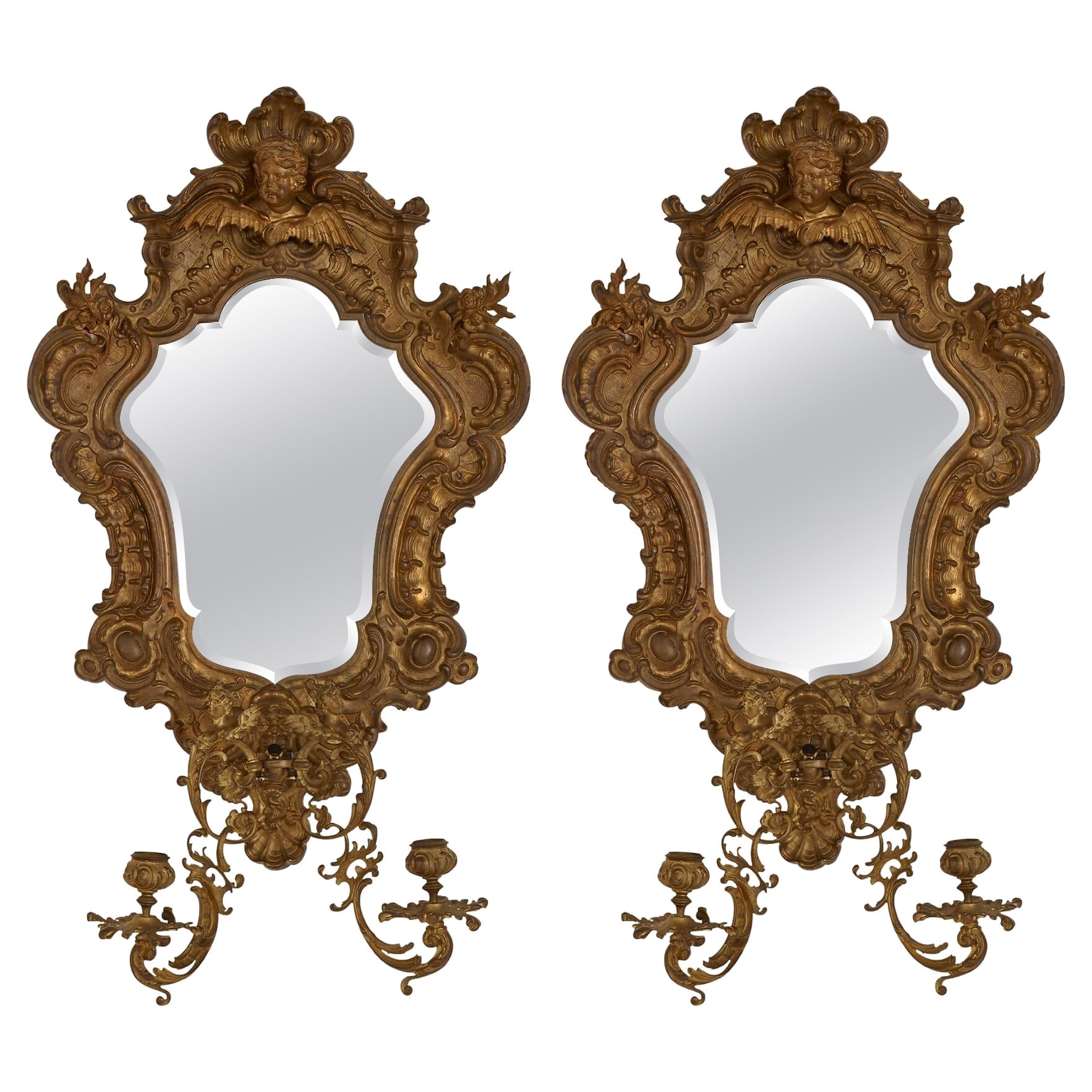 Pair of Gilt Bronze Baroque Style Wall Appliques For Sale at 1stDibs