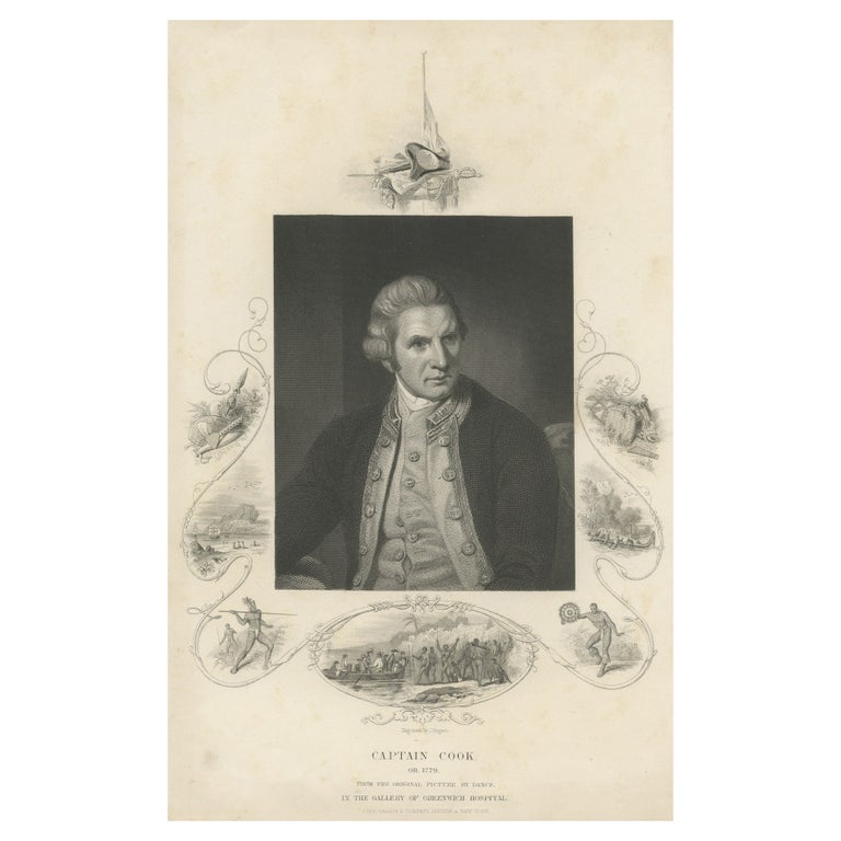 Antique Print of British Explorer Captain James Cook, 1779 at 1stDibs