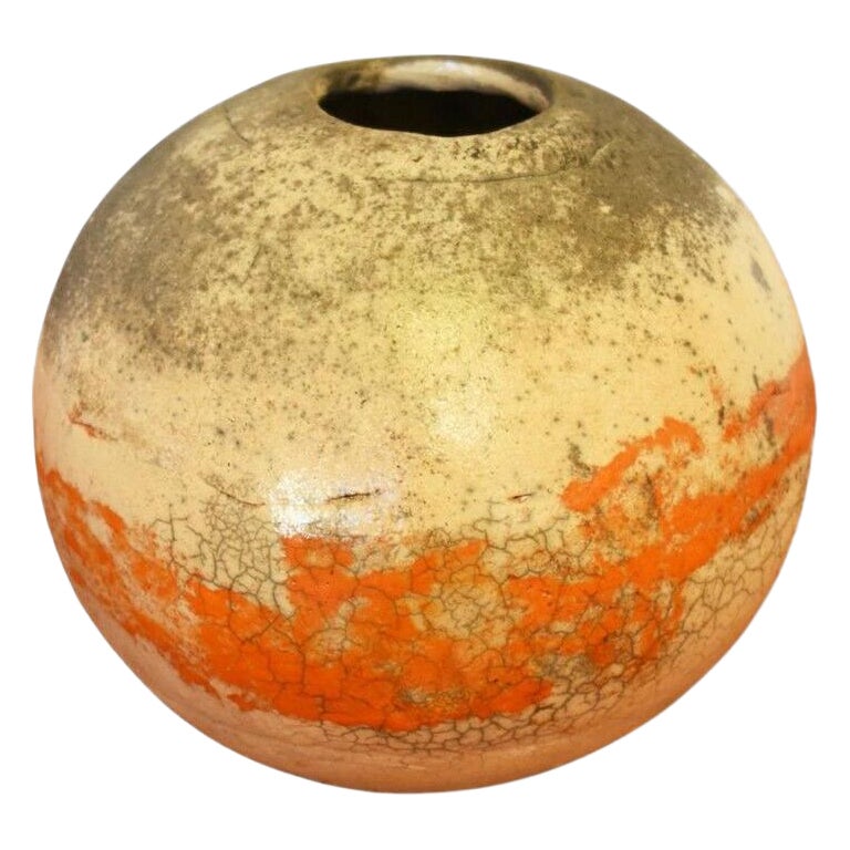Vintage Handmade Ceramic Round Vase at 1stDibs