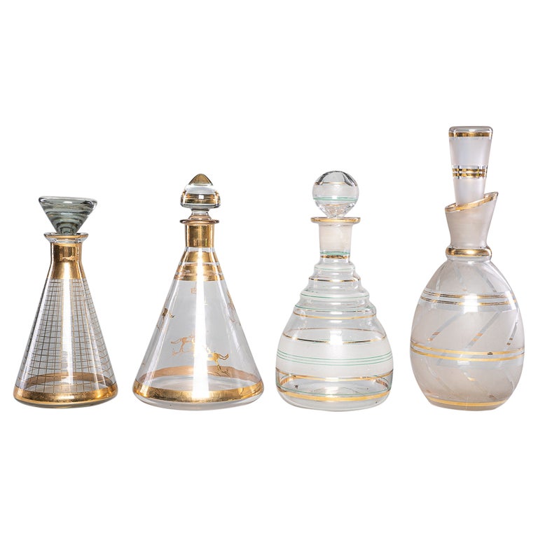 Set of 4 Glass Liquor Carafes For Sale at 1stDibs