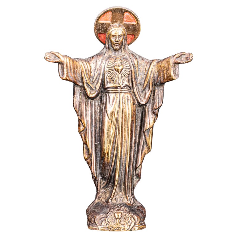 Copper Alloy Statue of Devotional Jesus Christ with Open Arms at 1stDibs