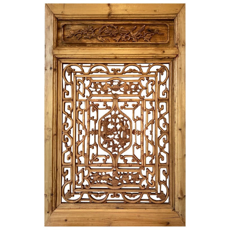 Antique Chinese Carved Wood Panel at 1stDibs