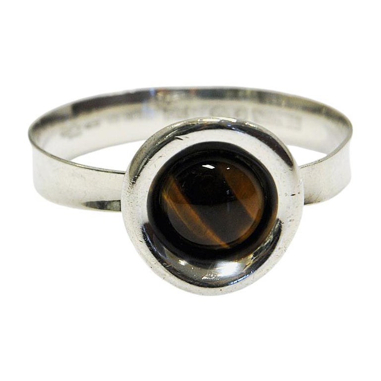 Tiger Eye Silver Bracelet by KE Palmberg for Alton 1973, Sweden at 1stDibs