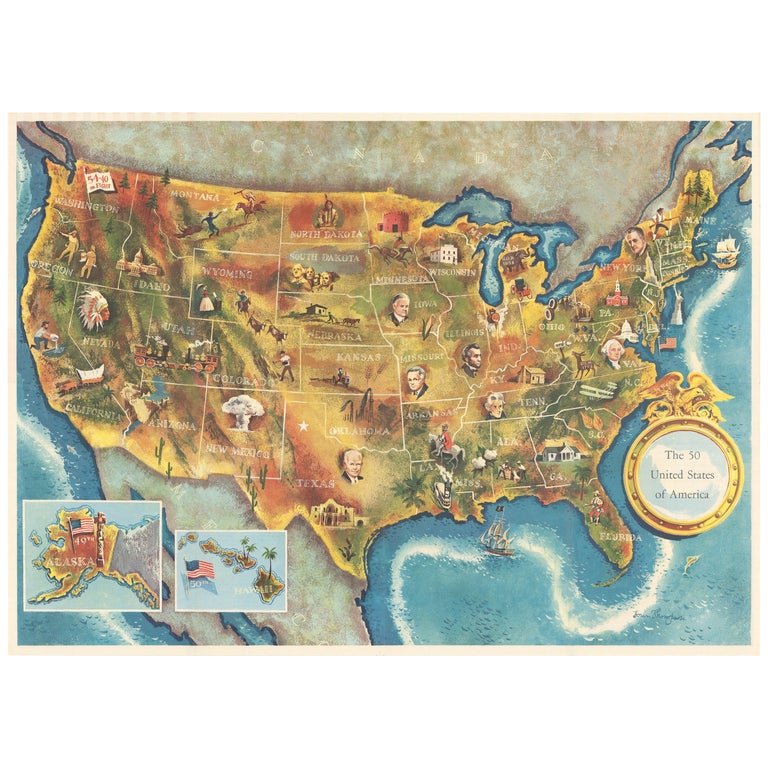 American Election Map and 1960 Presidential Fact Sheet, Published 1960 ...