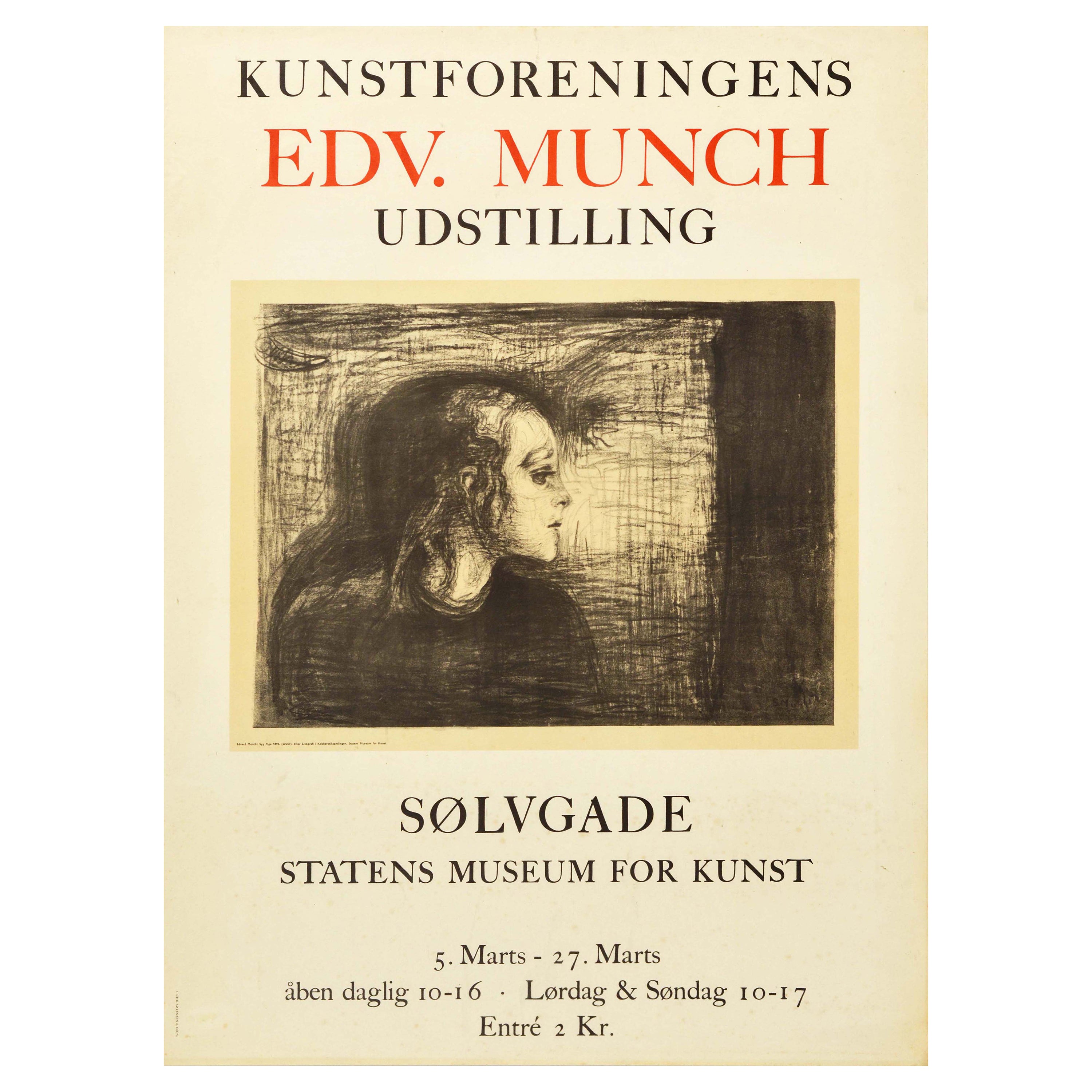 Original Vintage Edvard Munch Exhibition Poster, 1970s at 1stDibs