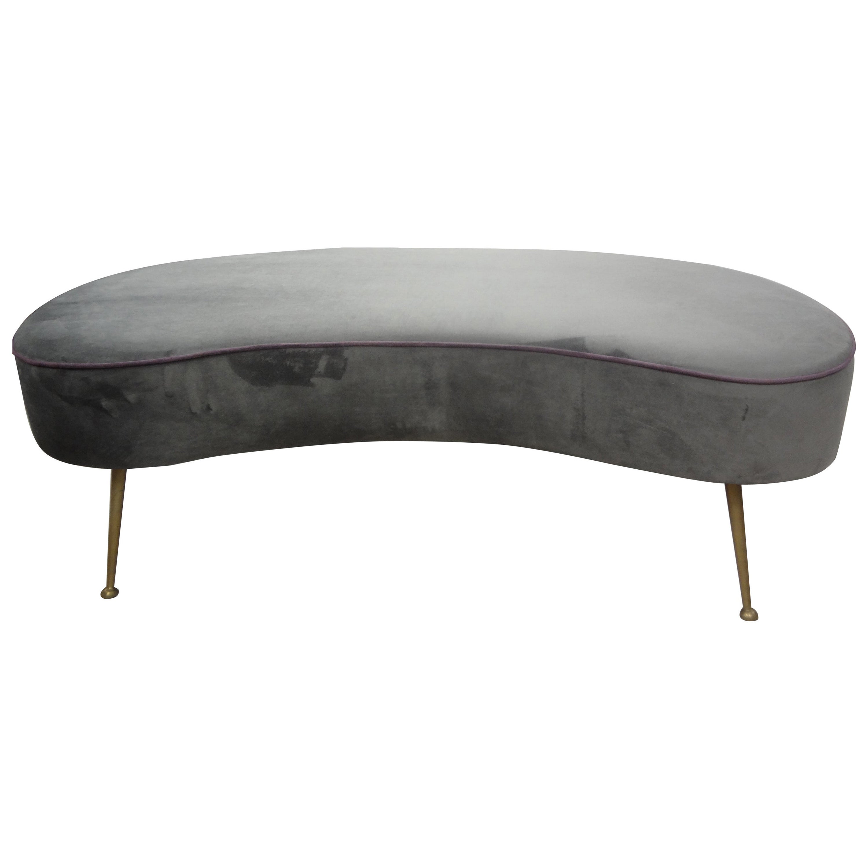 Italian Ponti Style Kidney Shape Bench with Brass Feet at 1stDibs