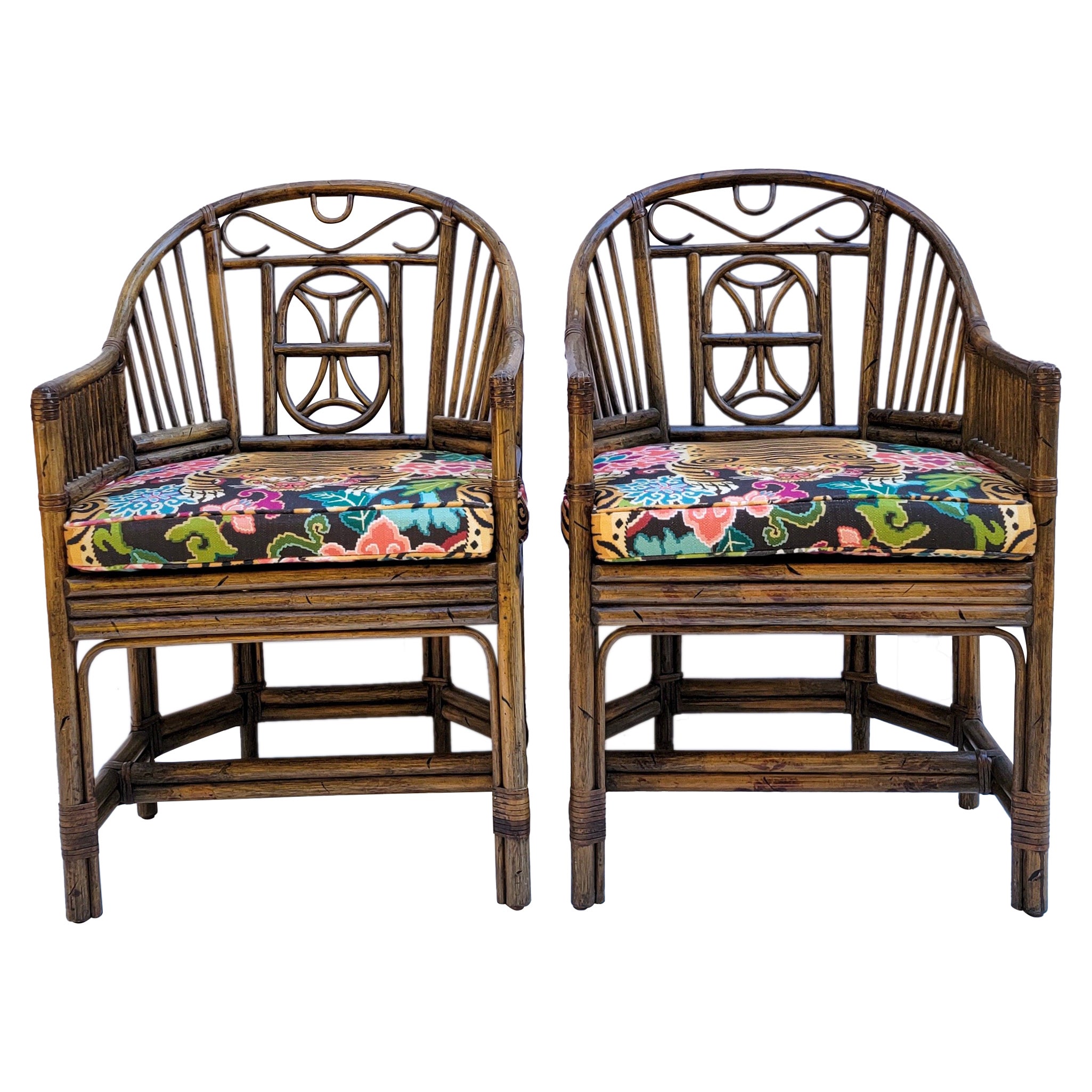 Pair of Asian Burmese Teak Carved Side Chairs For Sale at 1stDibs