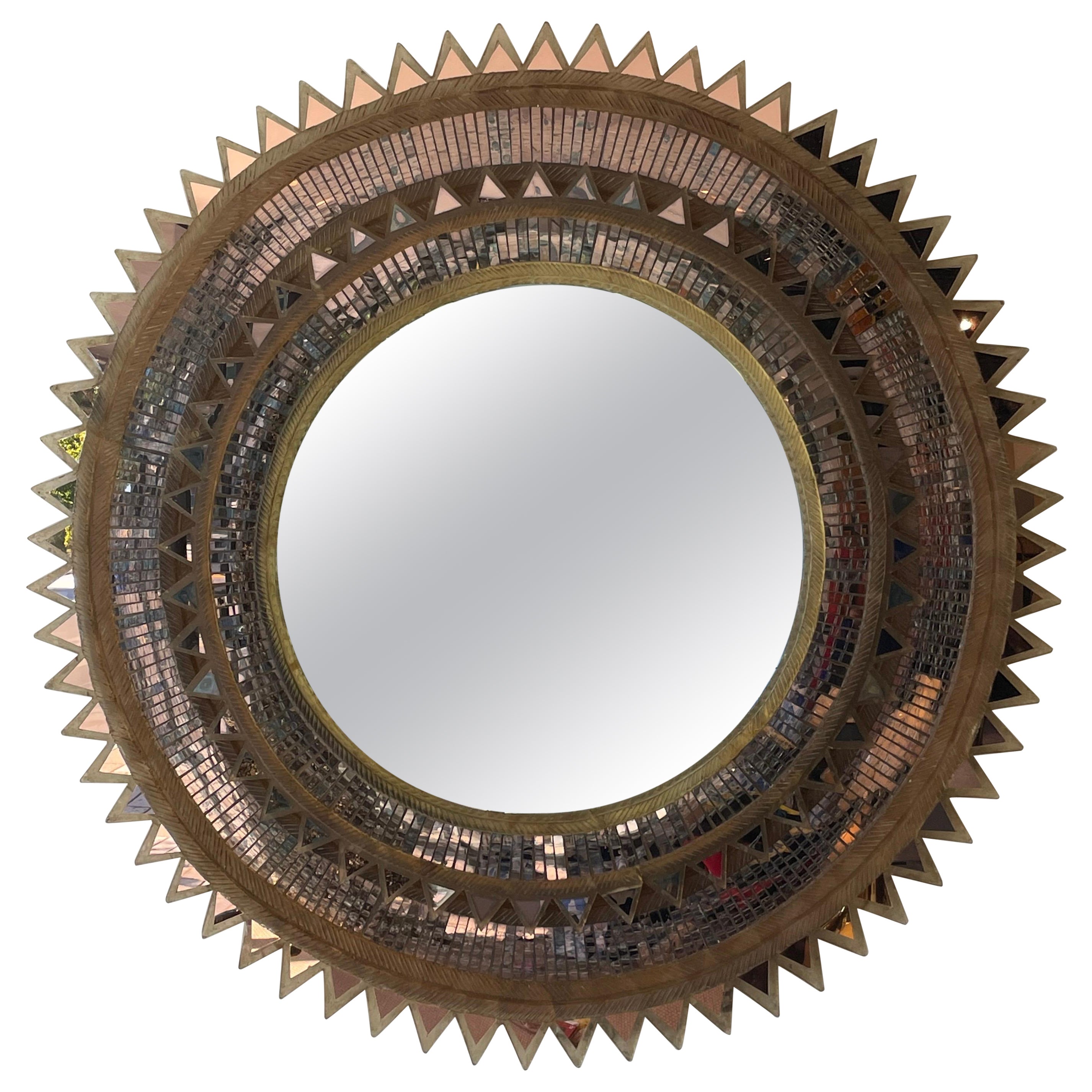Vintage Gilded Brass Sunburst Mirror at 1stDibs