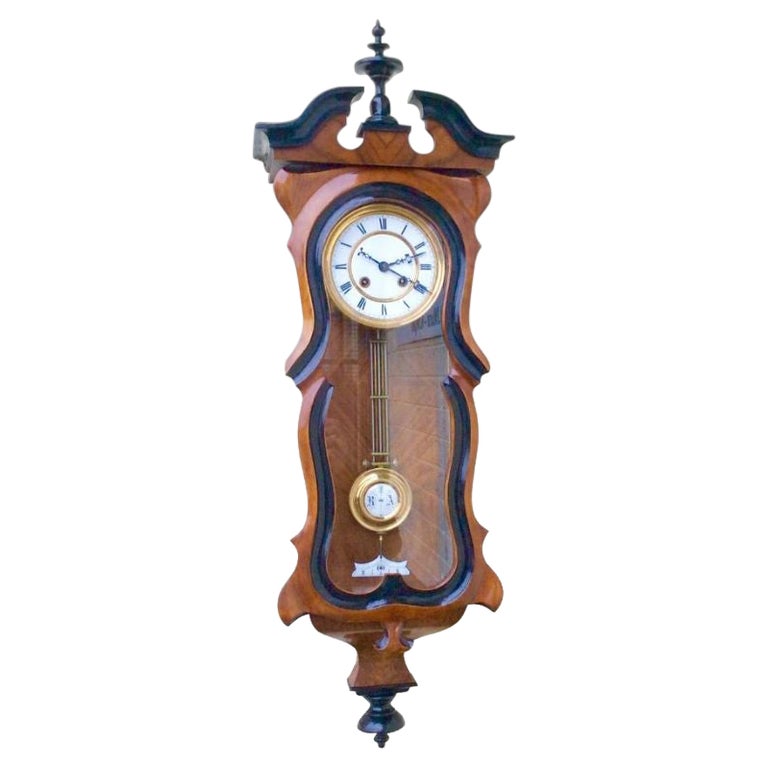 Quality Antique Black and Walnut Spring Vienna Clock by Gustav Becker ...
