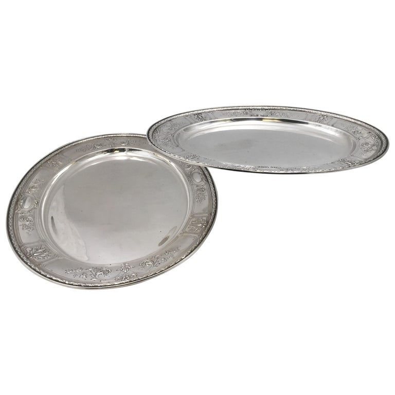 Pair of Gorham Sterling Silver 1910s Graduated Platters Trays ...