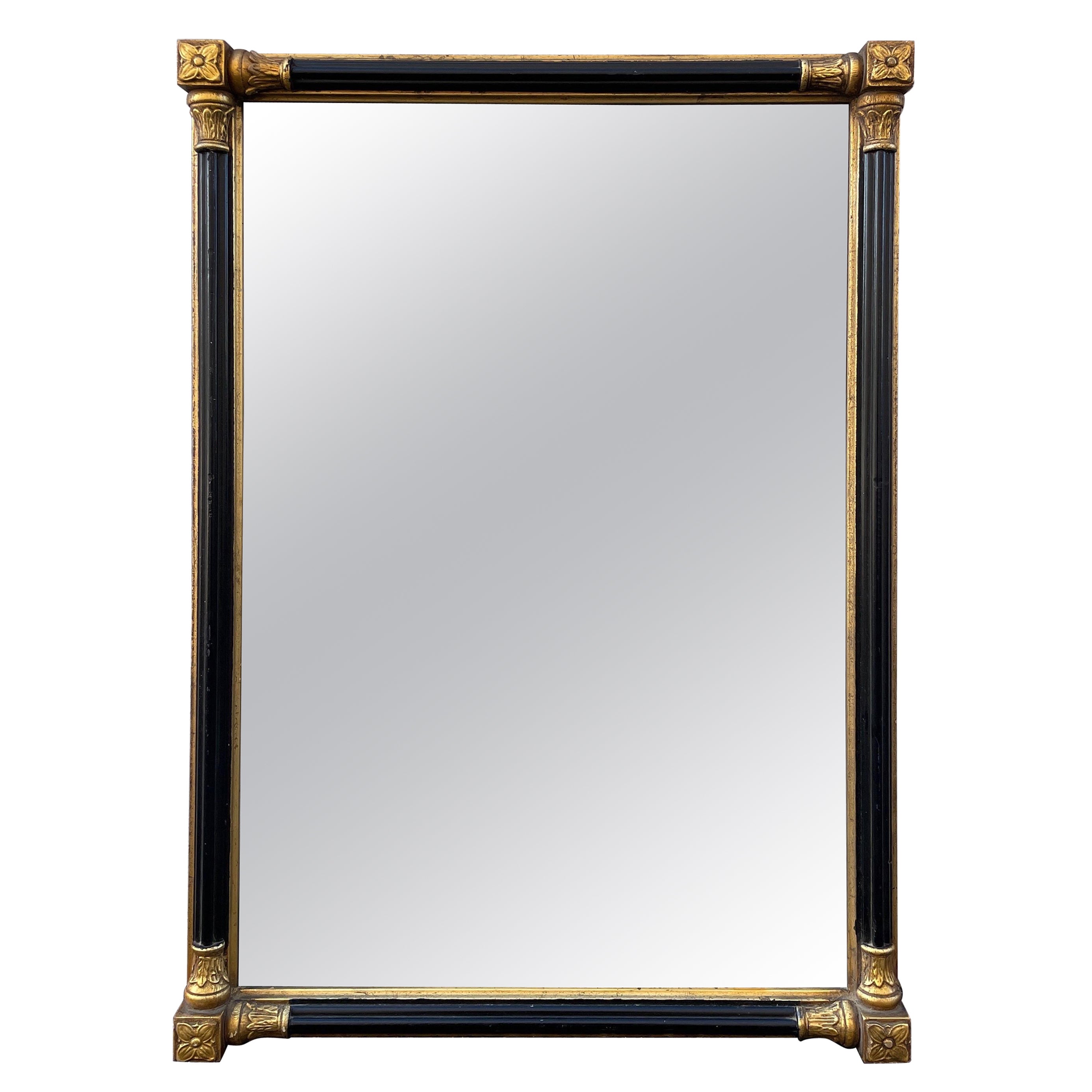 Neoclassical Style French Mirror in Black and Gold For Sale at 1stDibs