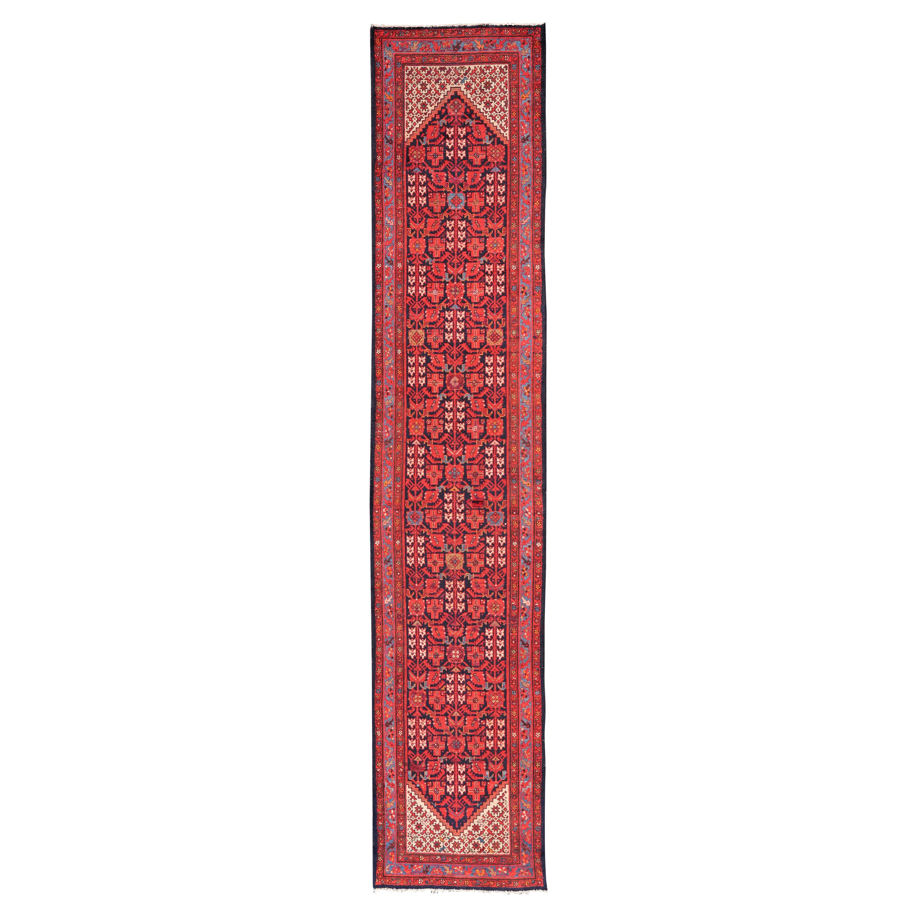 Antique Hand Knotted Kurdish Runner with All-Over Geometric Design For ...