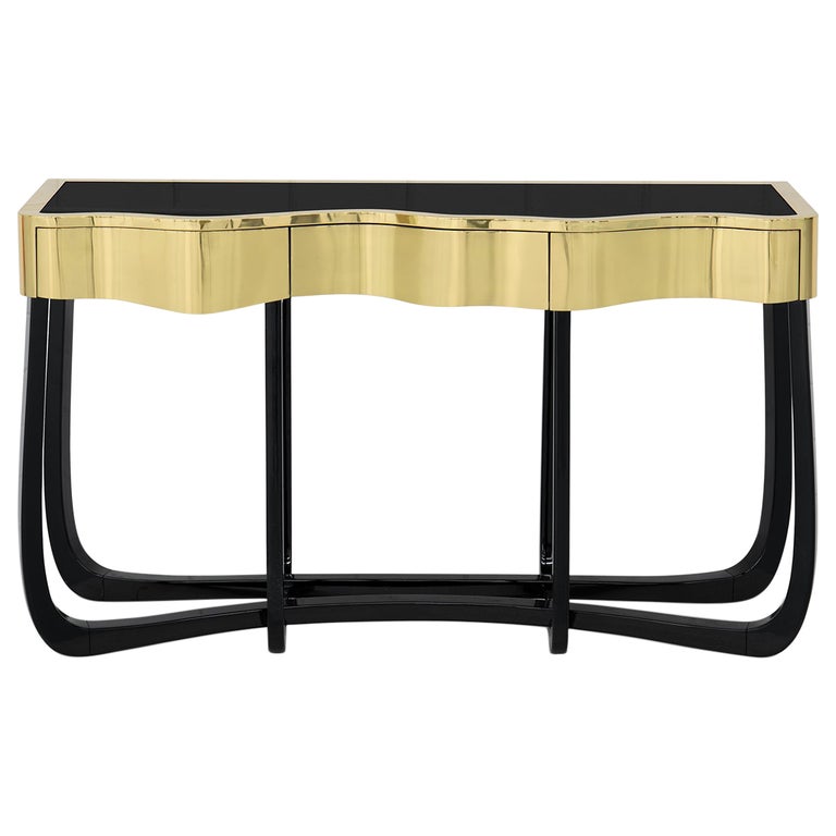 Curvy Gold Console Table For Sale at 1stDibs