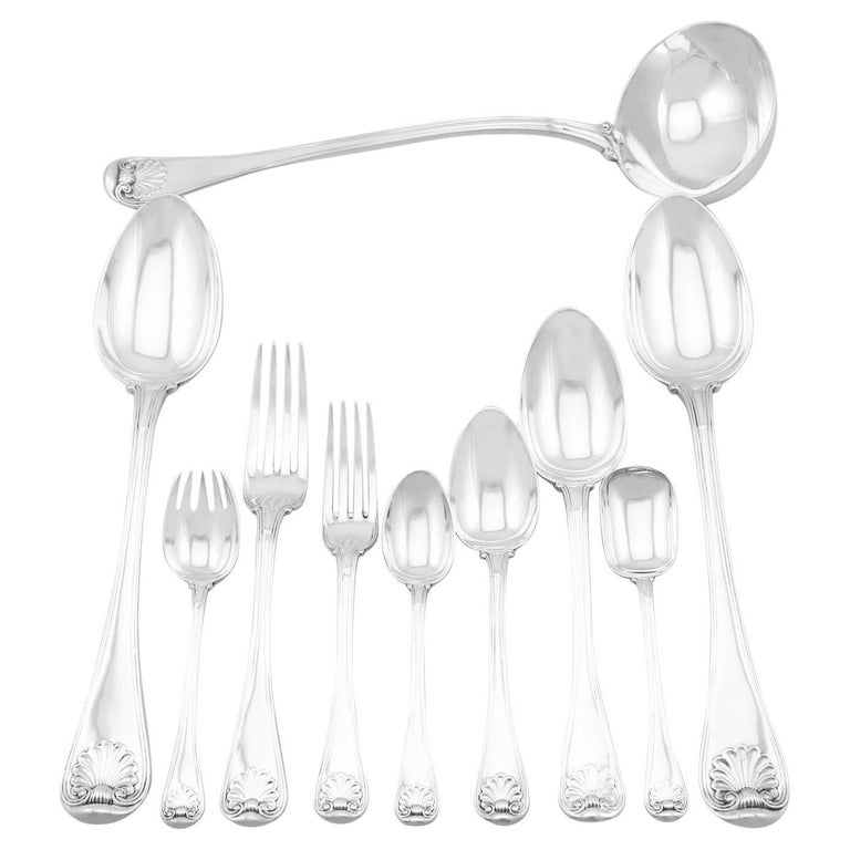 George Adams Victorian Sterling Silver Canteen of Cutlery For Sale at ...